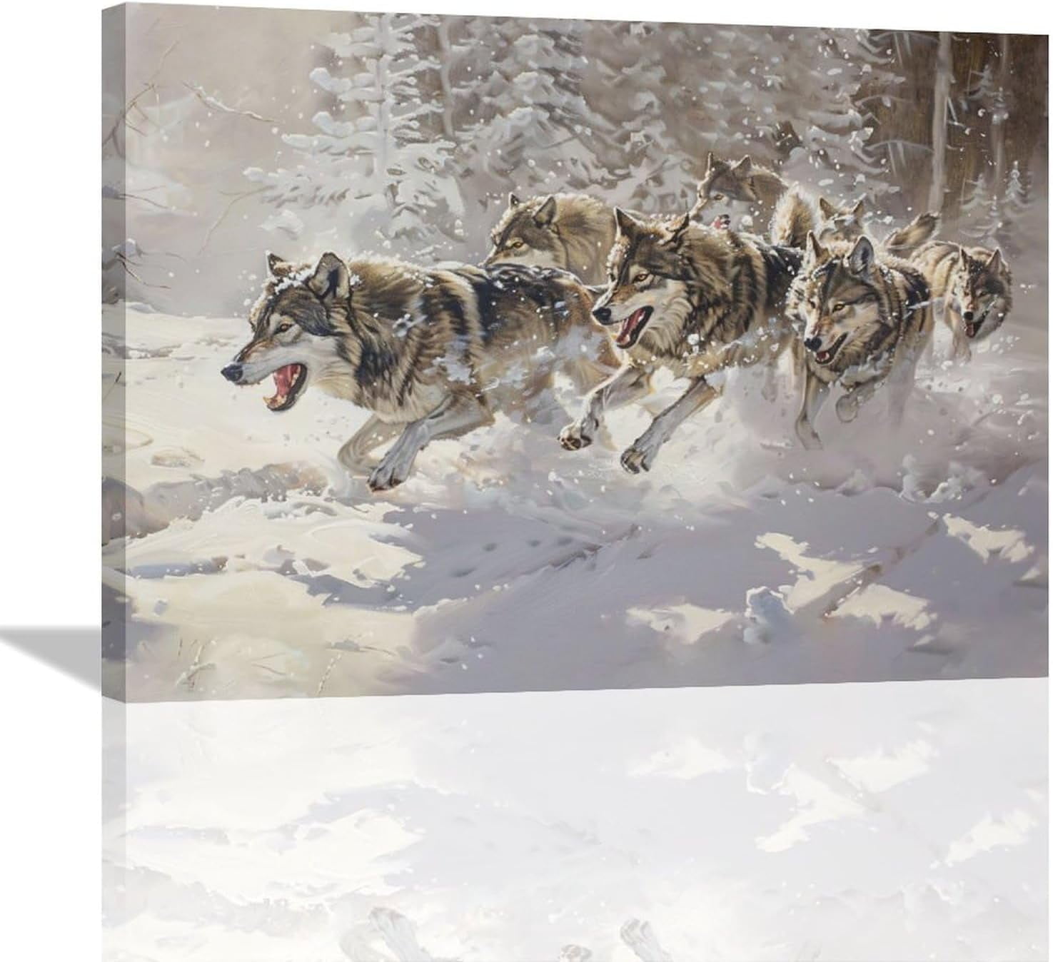 AEFER Wolf Wall Art Cool Wolves Winter Snow Landscape Pictures Wall ...