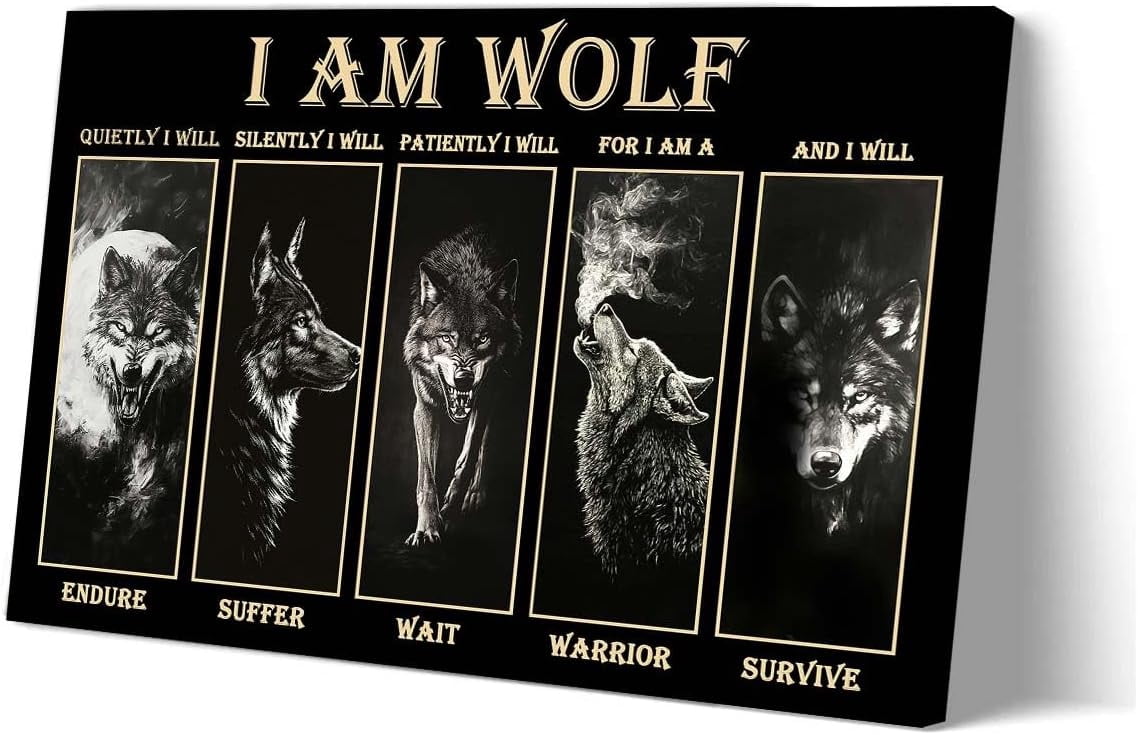 AEFER Wolf Wall Art Inspirational Quotes Poster Vintage Canvas Wolf ...