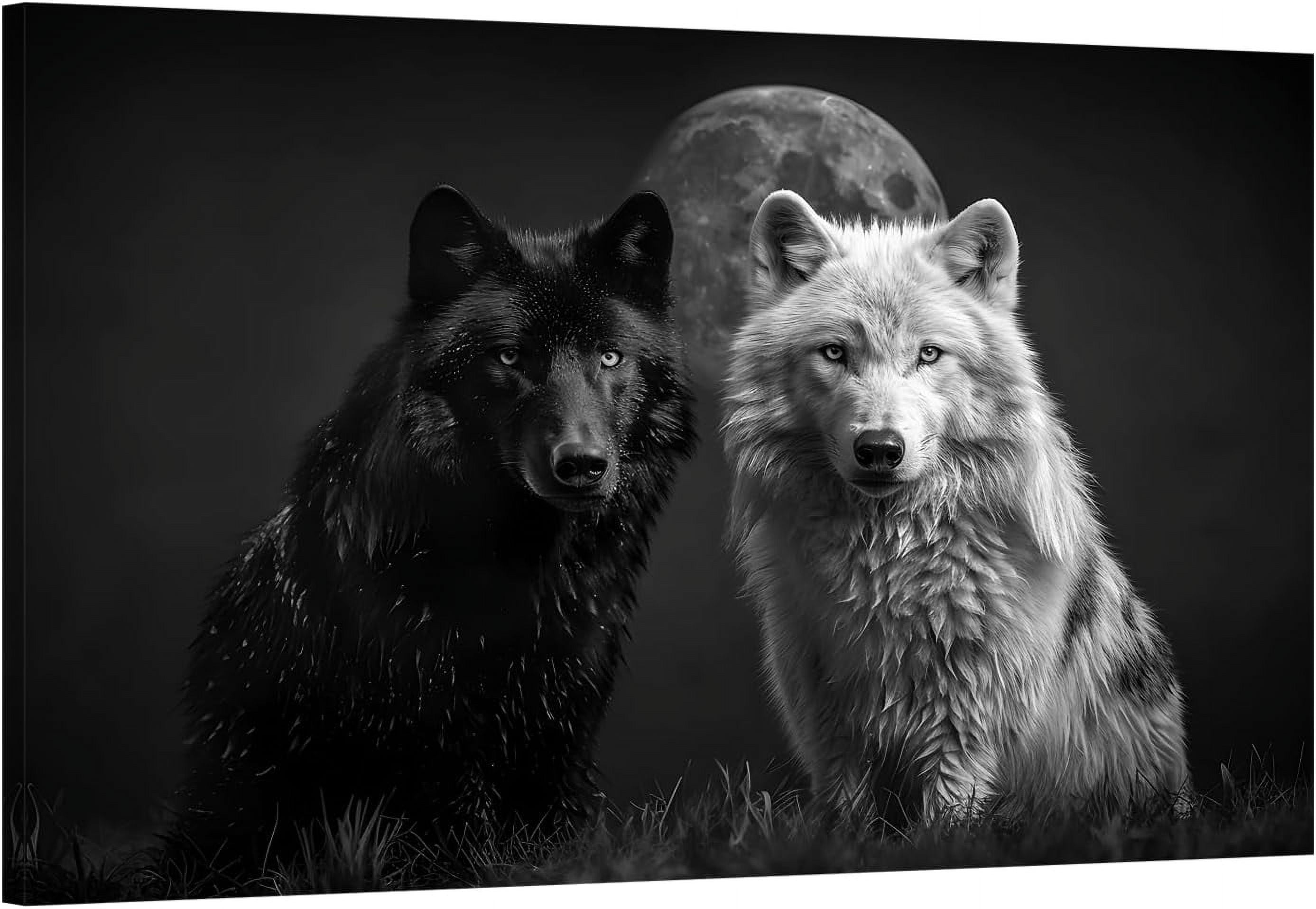 AEFER Wolf Wall Art Modern Wilf Animal Pictures Wall Decor Full Moon ...