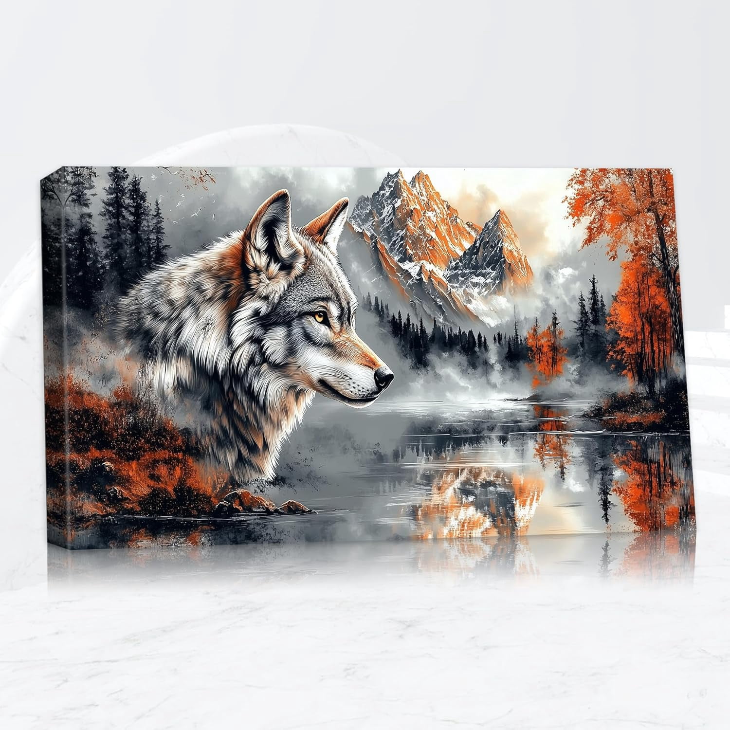 AEFER Wolf Wall Art, Wildlife Wolf Canvas Wall Art for Living Room Wall ...
