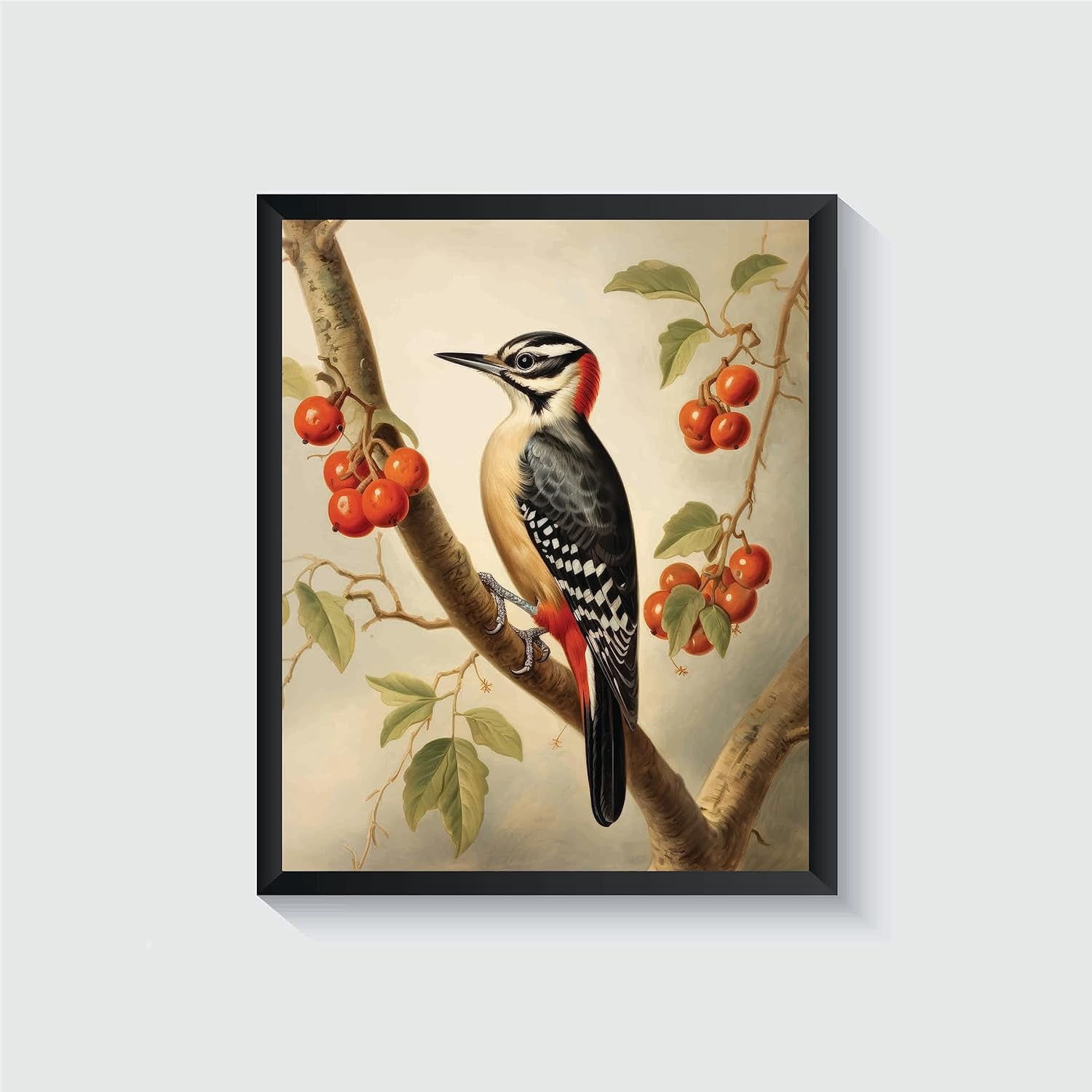 AEFER Woodpecker Poster Art Print Retro Vintage Bird Wall Art Poster ...