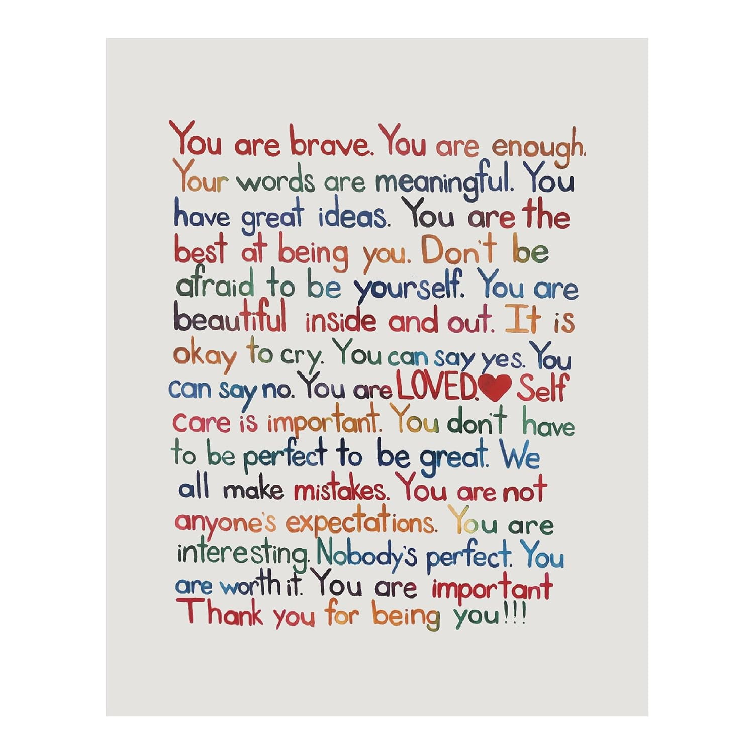 AEFER You Are Brave Inspirational Wall Art Print – Motivational Wall ...
