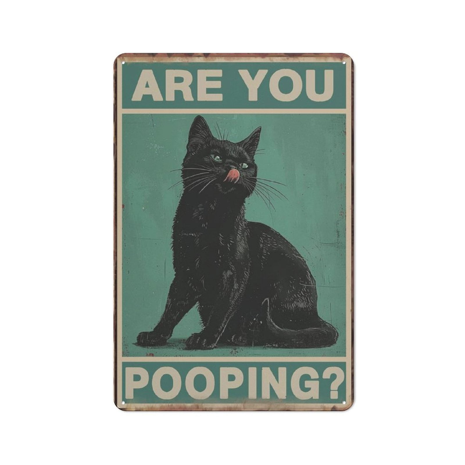 AEFER Are You Pooping Vintage Metal Tin Signs, Black Cat Retro Green ...