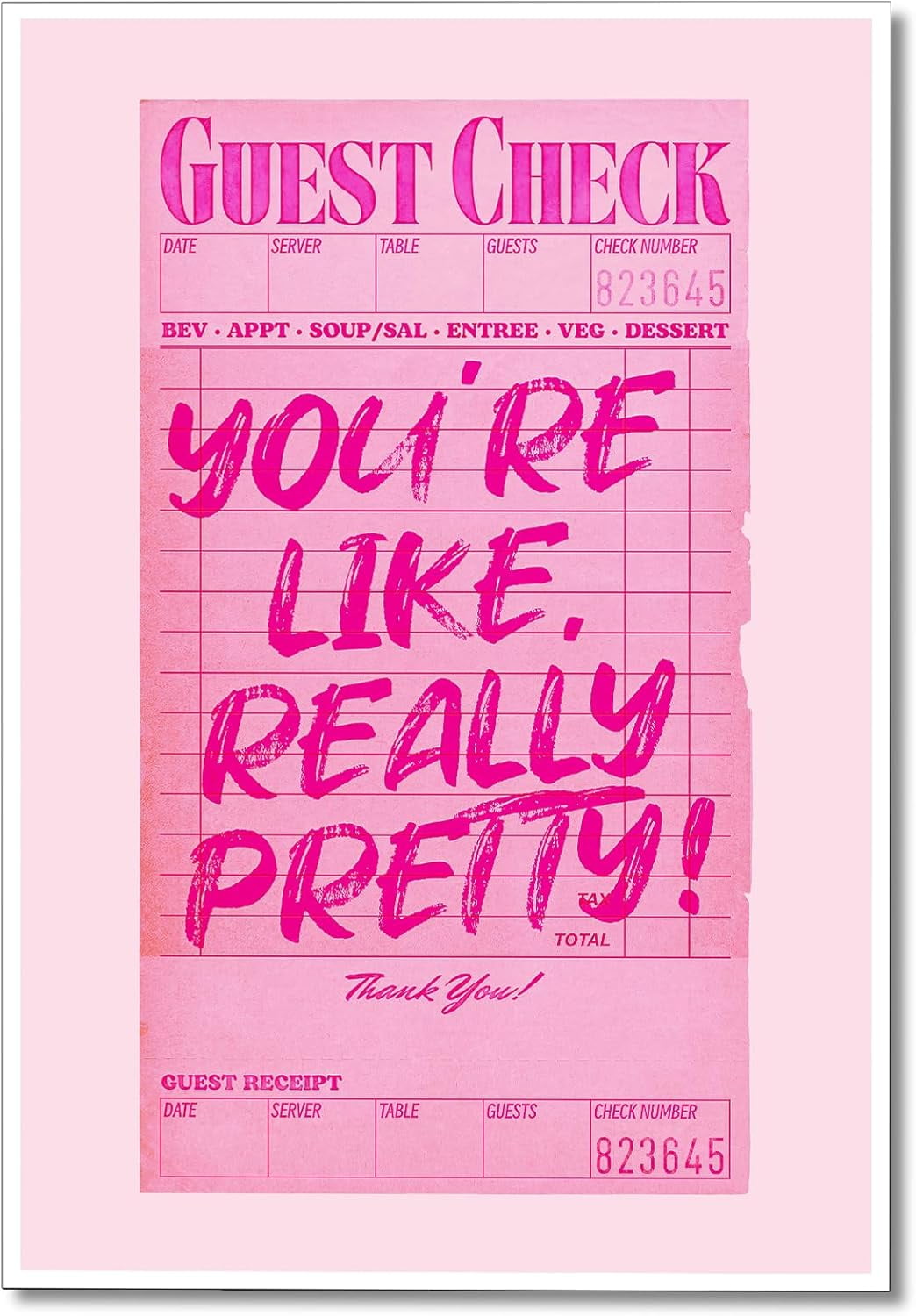 AEFER Youre Like Really Pretty Canvas Wall Art, Pink Preppy Guest Check ...