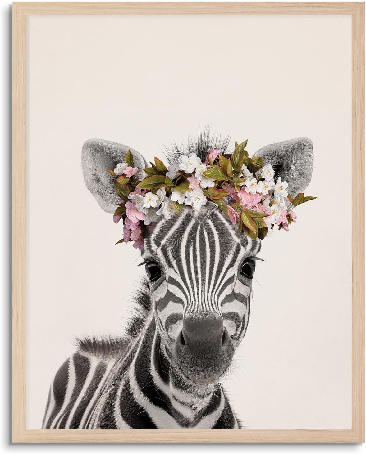 AEFER Zebra Canvas Wall Decor Zebra Wearing Flower Wall Art Print ...