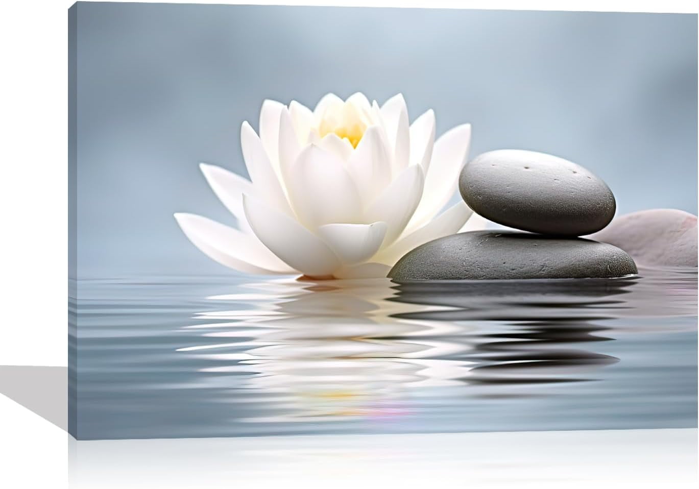 AEFER Zen Canvas Wall Art Stones in the Water with Blooming Flower ...