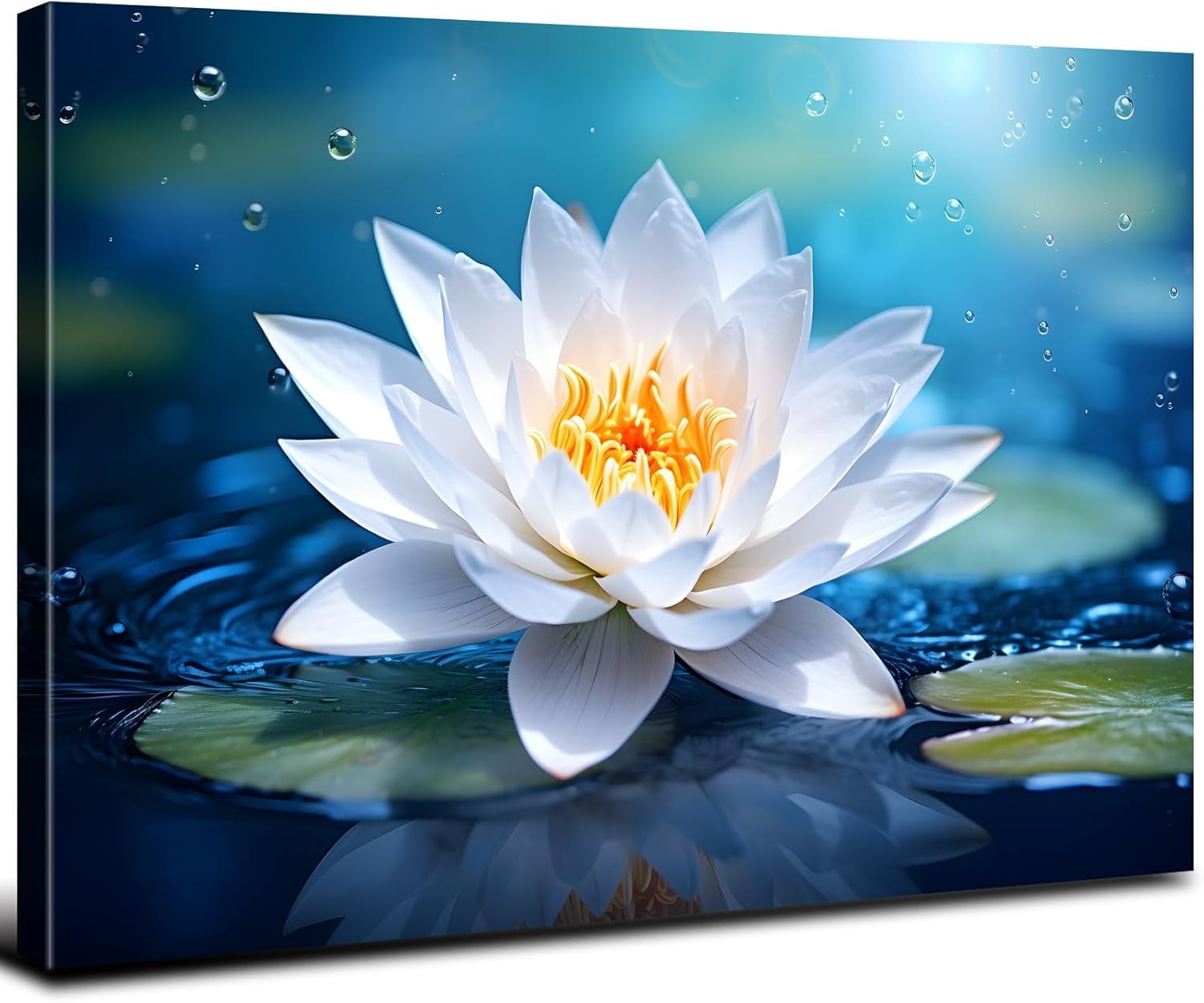 AEFER Zen Lotus Wall Art Bathroom Picture Canvas Prints White Flower of Life Wall Art Spa Yoga ...