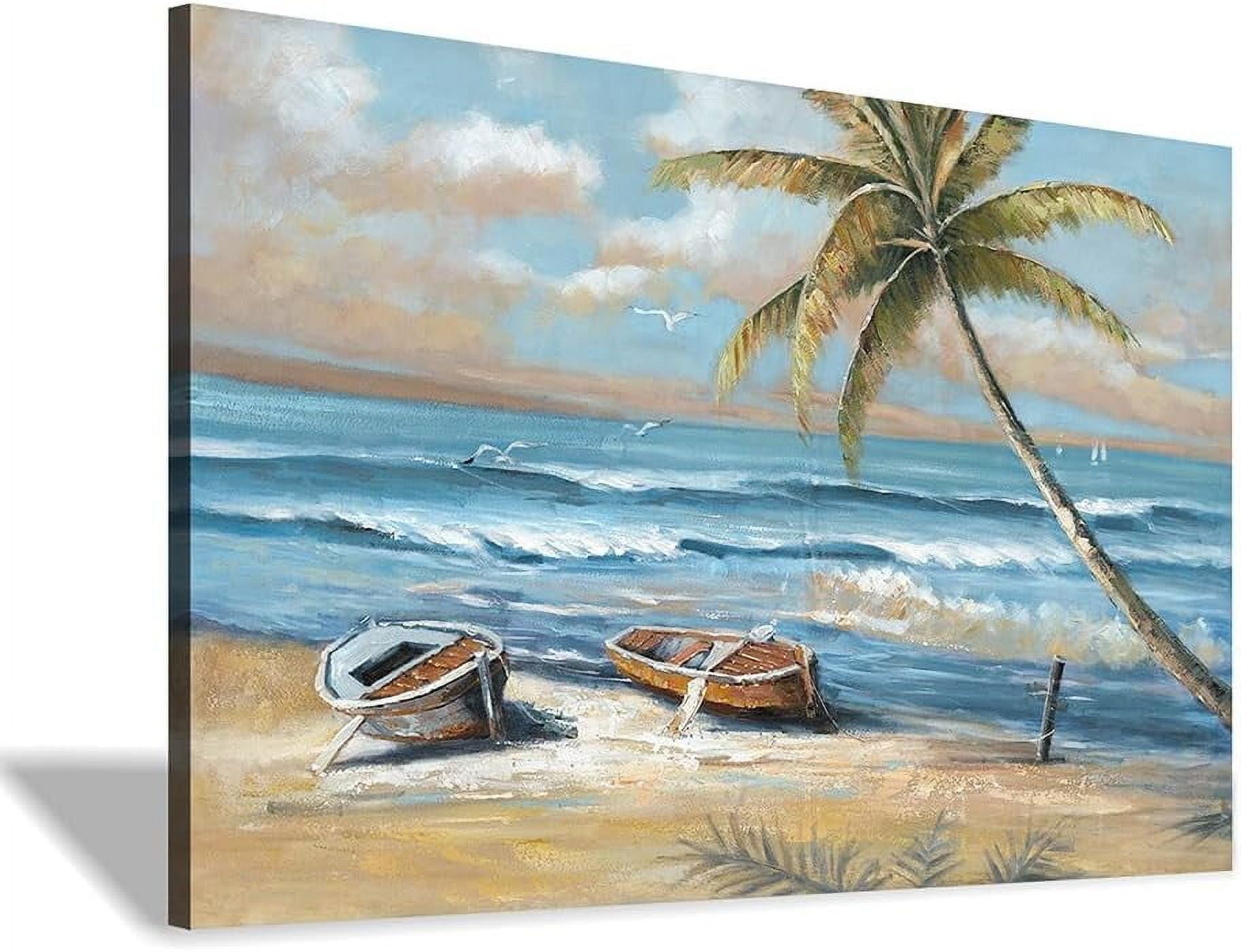 AVOI coastal wall art beach picture: palm tree canvas artwork seascape ...