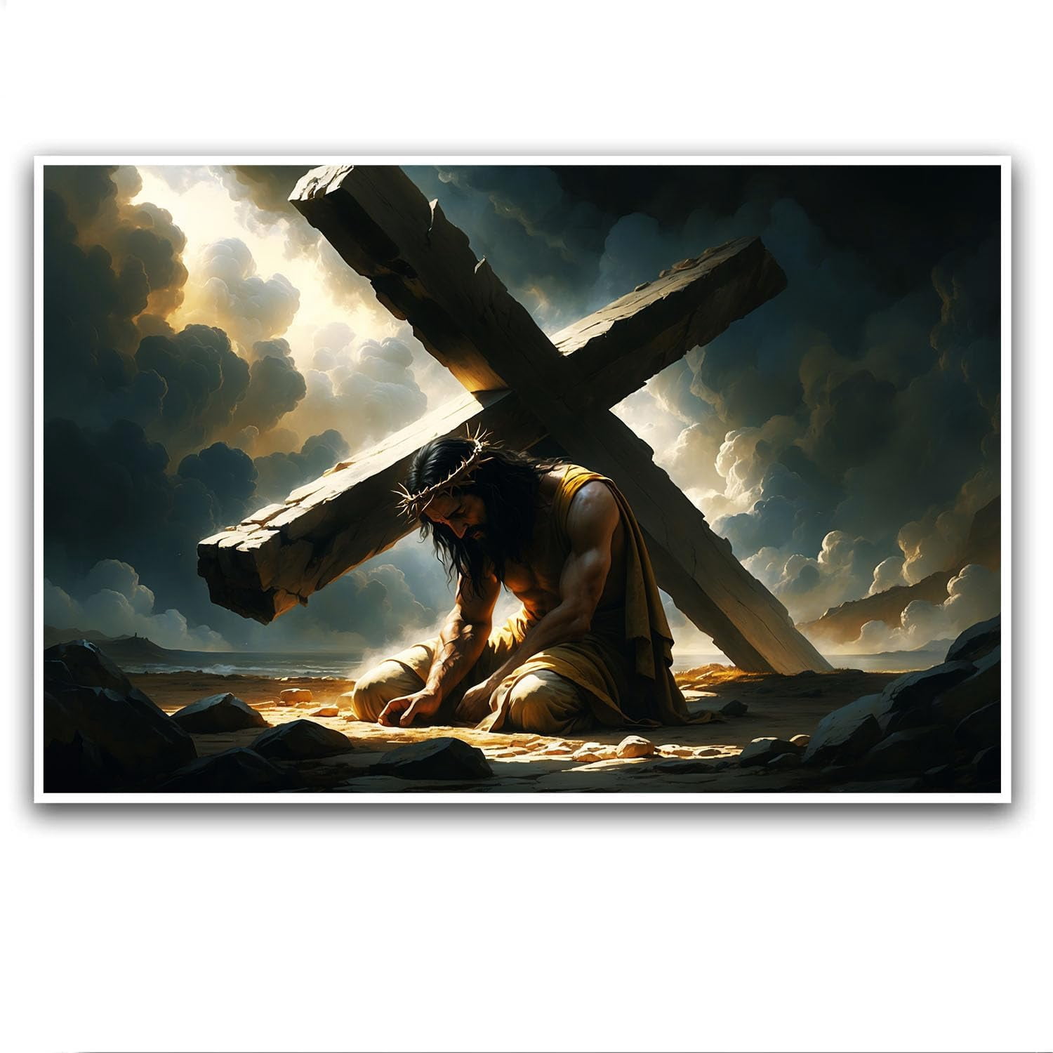 AEFER A moving biblical struggle painting: Figures on the Cross ...