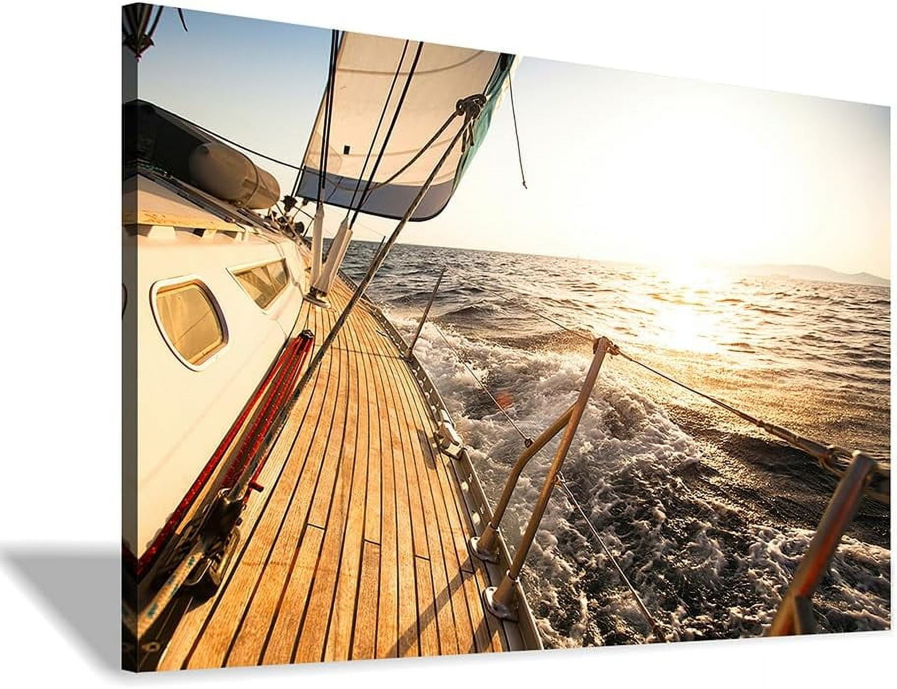 AEFER sailboat wall art coastal pictures: sunset wall decor sailing ...