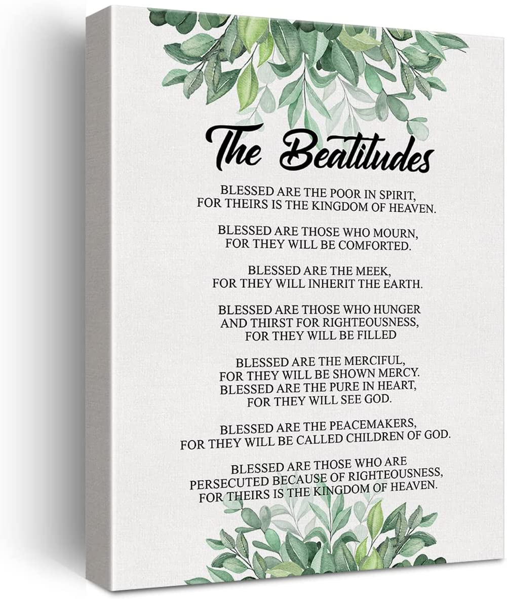AEFER the Beatitudes Scripture Sign Canvas Home Wall Art Decor Bible ...