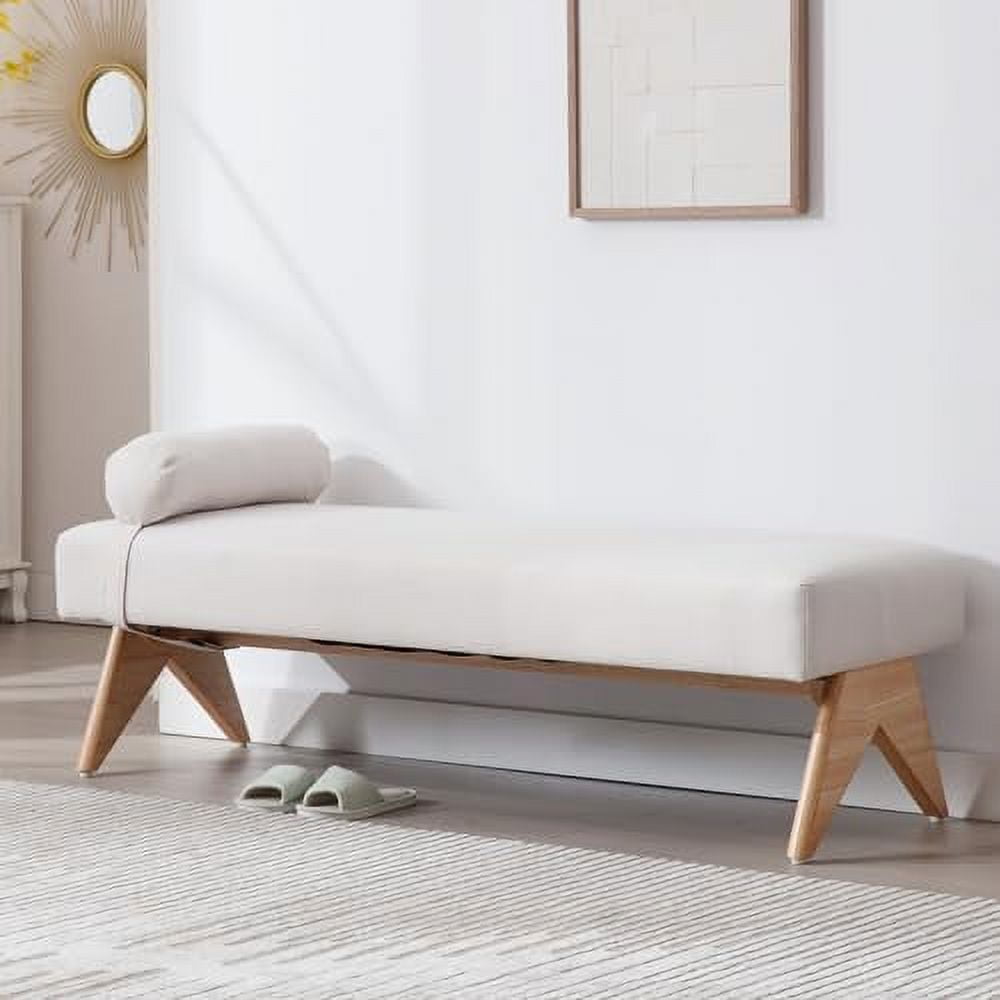 Aefrghs 55 Inch White End Of Bed Bench Modern Fuzzy Sherpa Upholstered