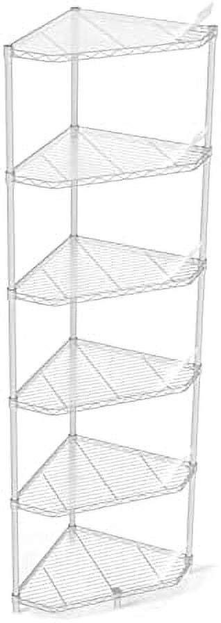 AEFRGHS 6 Tier NSF Metal Pentagonal Corner Wire Shelving Unit 600lbs Capacity Heavy Duty ...