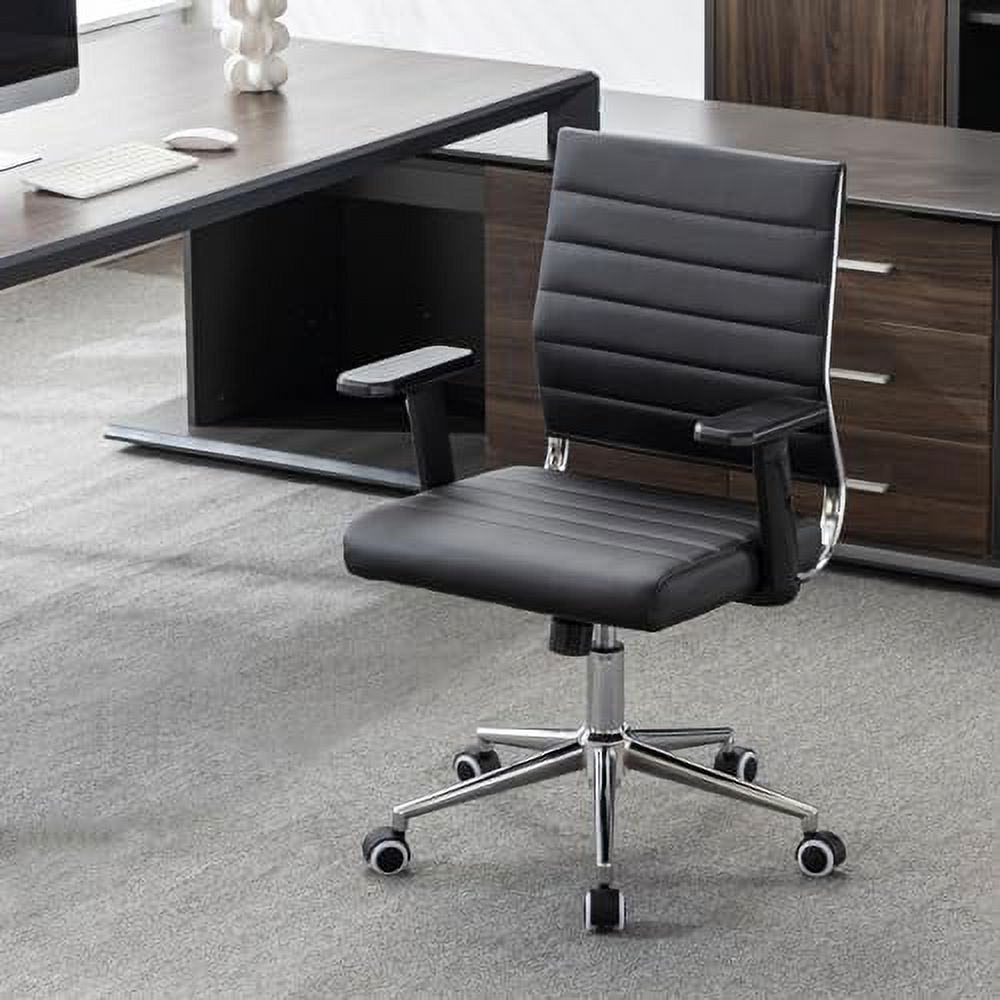 AEFRGHS Armless Office Chair Leather Modern Desk Chair Swivel Task ...