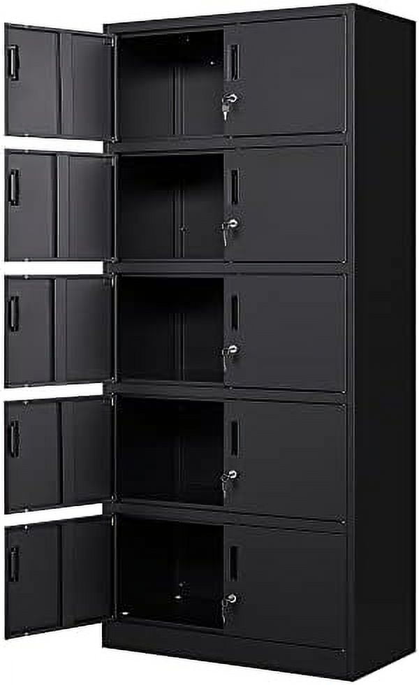 AEFRGHS Metal Locking Cabinet with 4 Doors and 2 Adjustable Shelves 71 ...