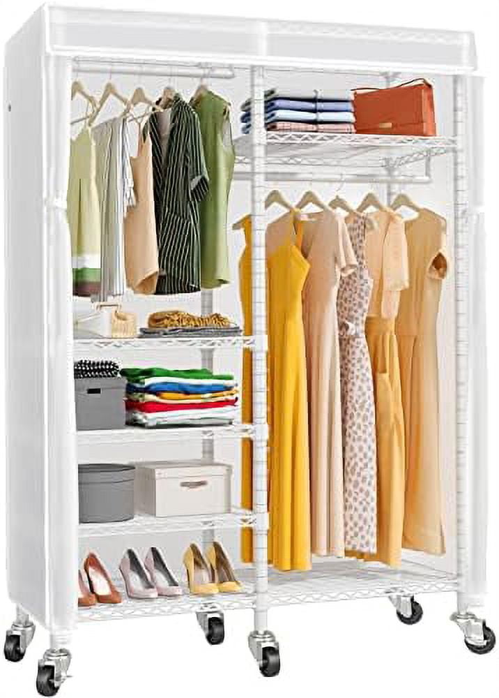 AEFRGHS R4C Garment Rack Rolling 6 Tiers Heavy Duty Adjustable Wire ...