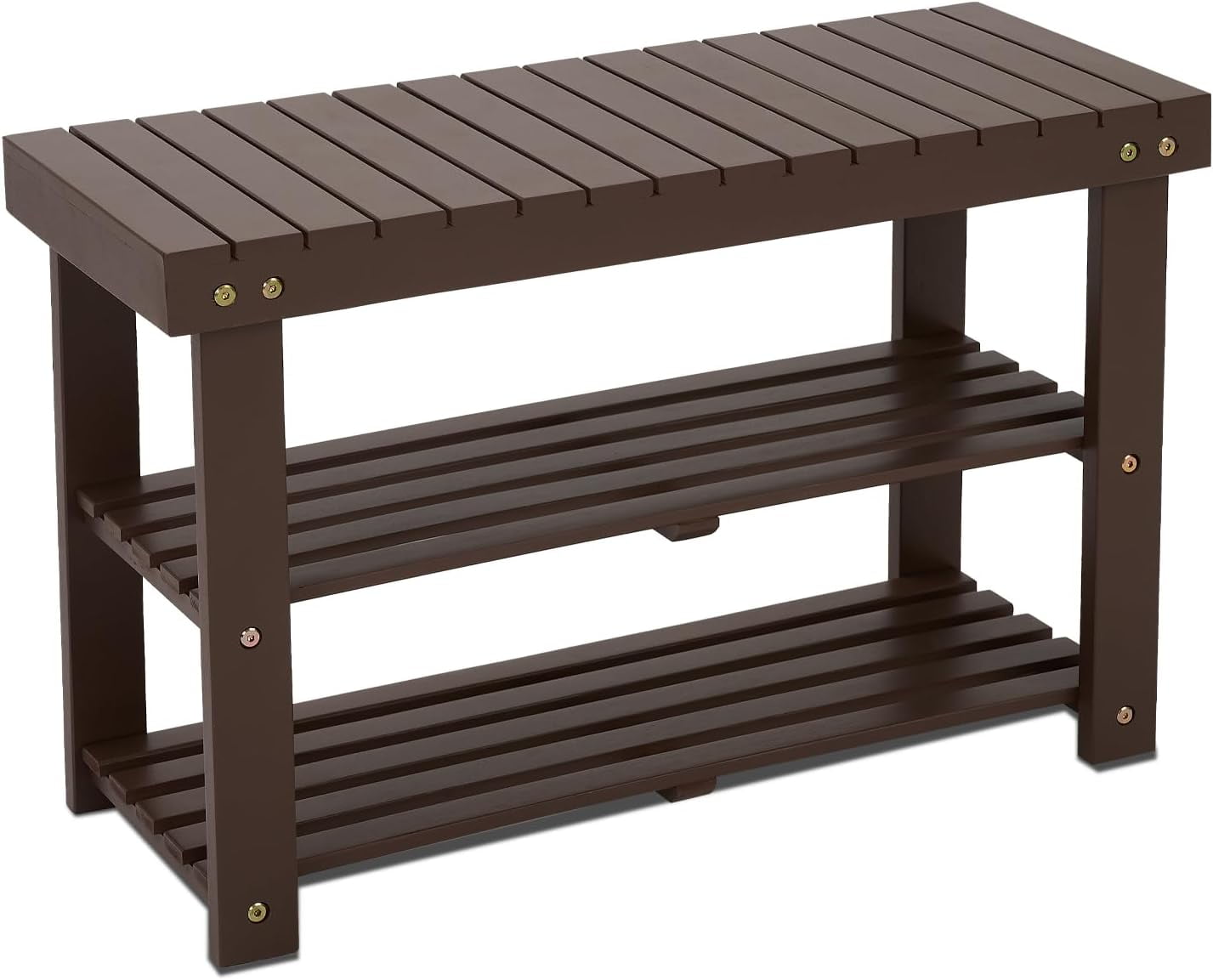AEGFKD Acacia Shoe Rack Bench, 3-Tier Sturdy Shoe Storage Bench, Wooden ...