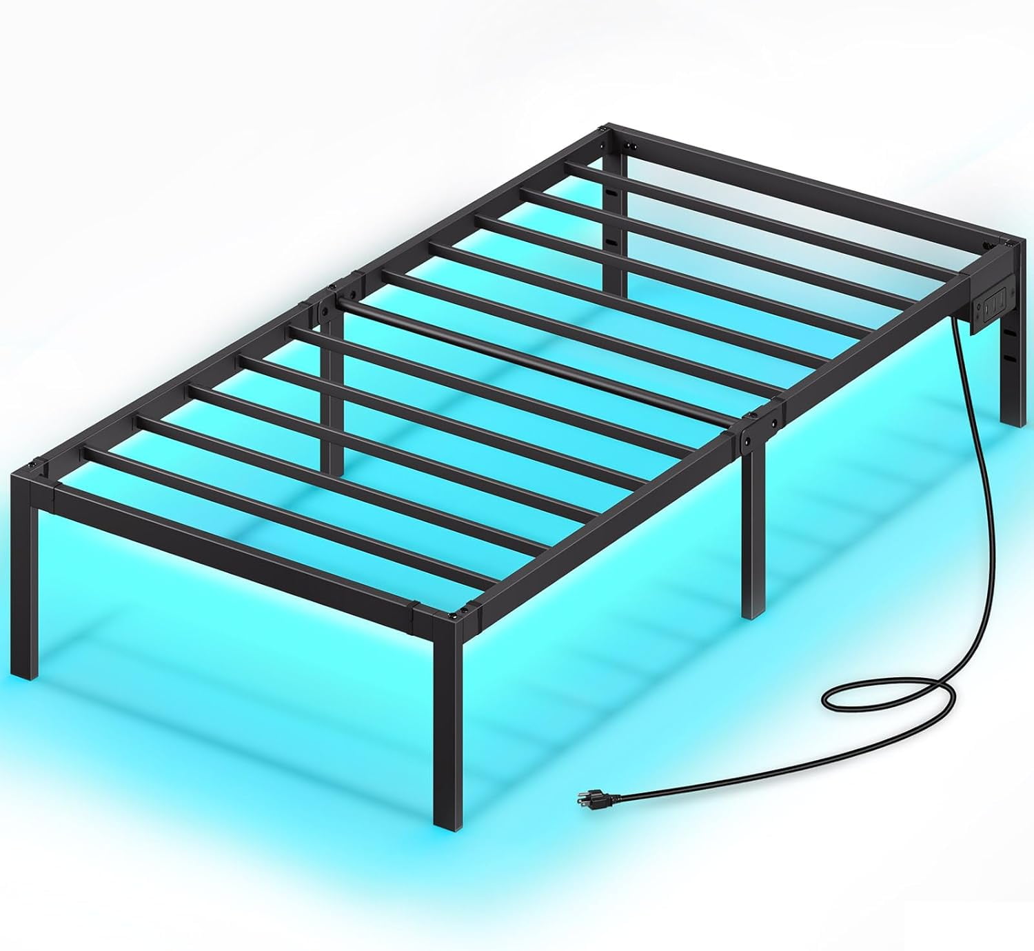 AEGFKD Bed Frame with USB Charging Station, Twin Bed Frame with LED ...