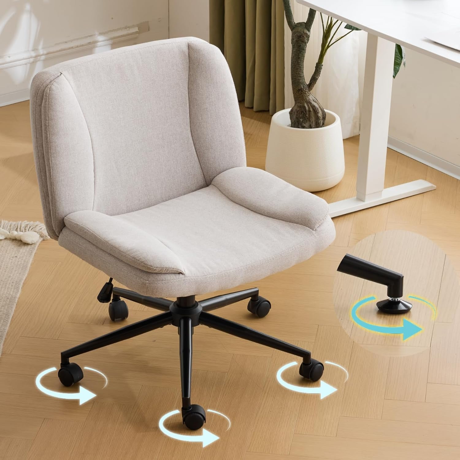 AEGFKD Criss Cross Thick Padded Armless Comfy Desk Chair with Dual ...