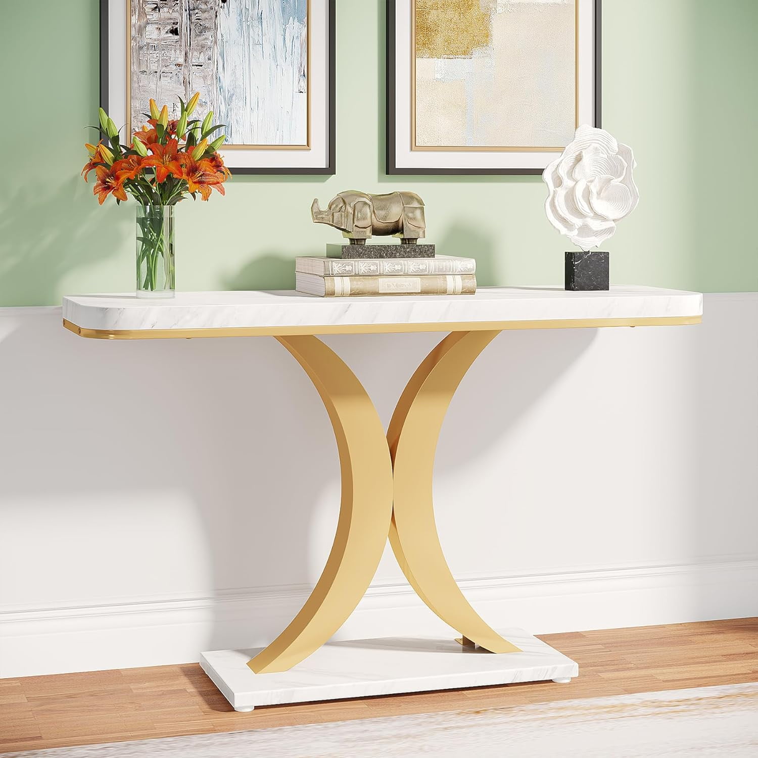 AEGFKD Modern Gold Console Table, 40 inch Narrow Entryway Foyer Table ...