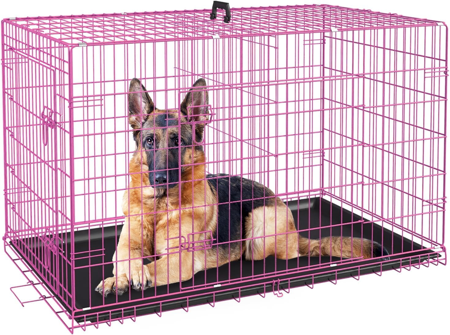 AEGFKD48 Inches Dog Crate Large Foldable Dog Kennel Metal Wire Pet Dog ...