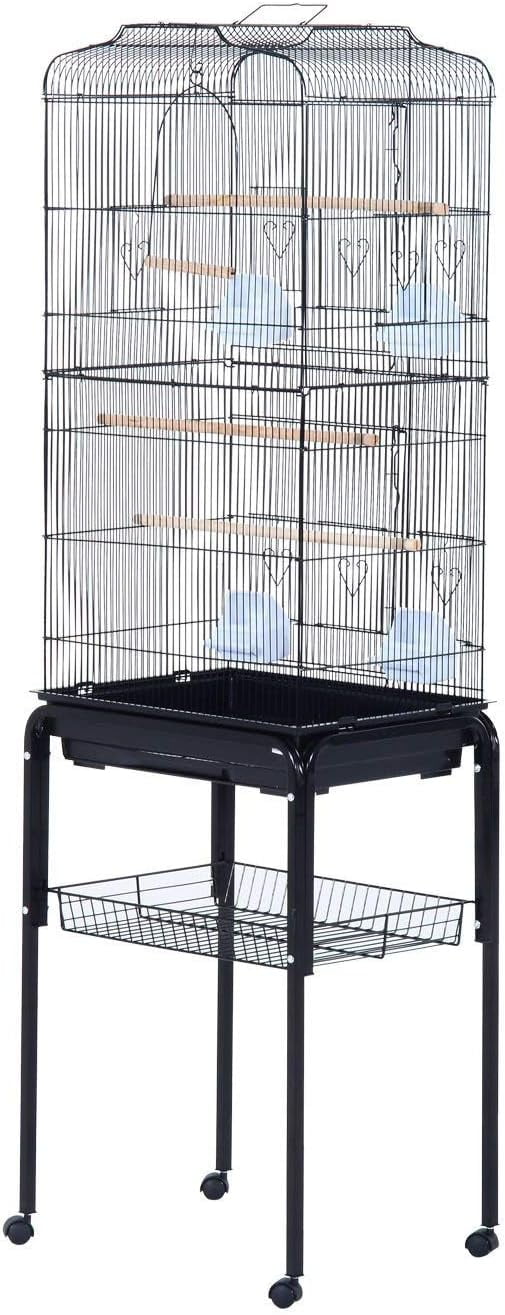 AEGFKD60" Metal Indoor Bird Cage Starter Kit with Detachable Rolling ...