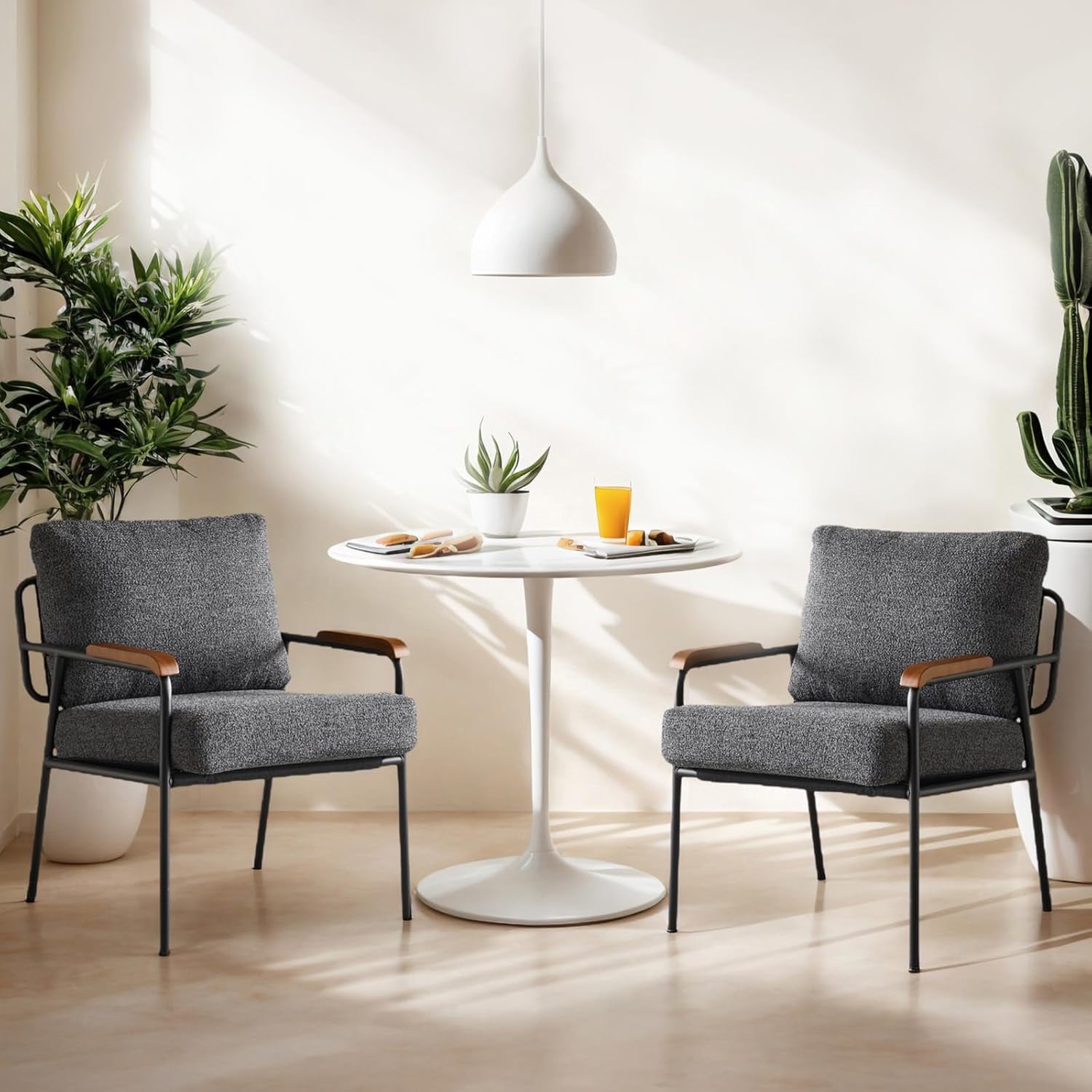 AEGFKDAccent Chairs Set of 2，Mid-Century Modern Armchiars Small Space ...