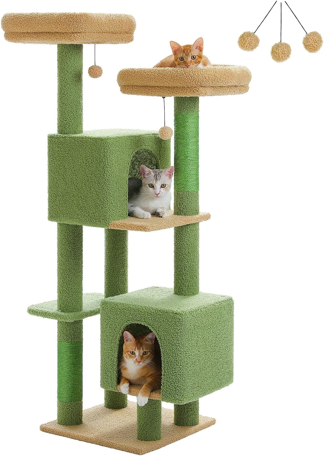 AEGFKDCactus Cat Tree, 52.4" Cat Tower for Indoor Cats, Cute Cat Tree ...