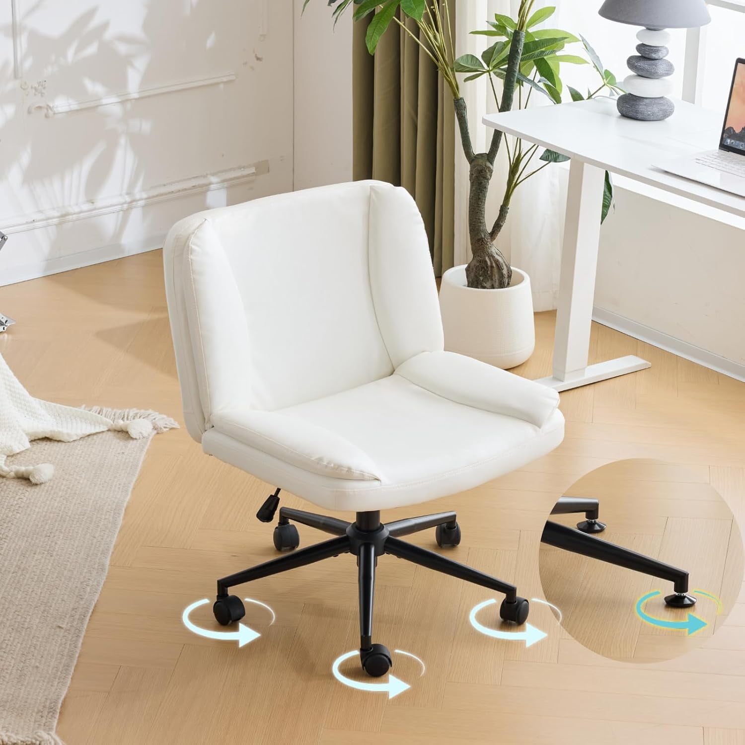 AEGFKDCriss Cross Thick Padded Armless Comfy Desk Chair with Dual ...