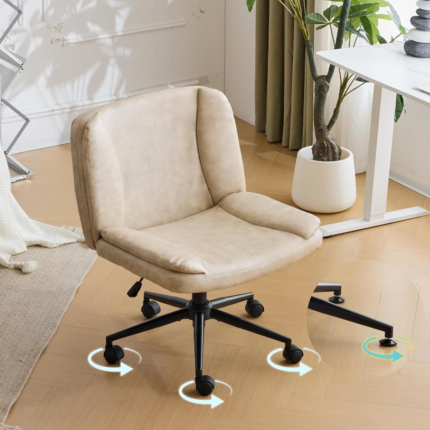 AEGFKDCriss Cross Thick Padded Armless Comfy Desk Chair with Dual ...