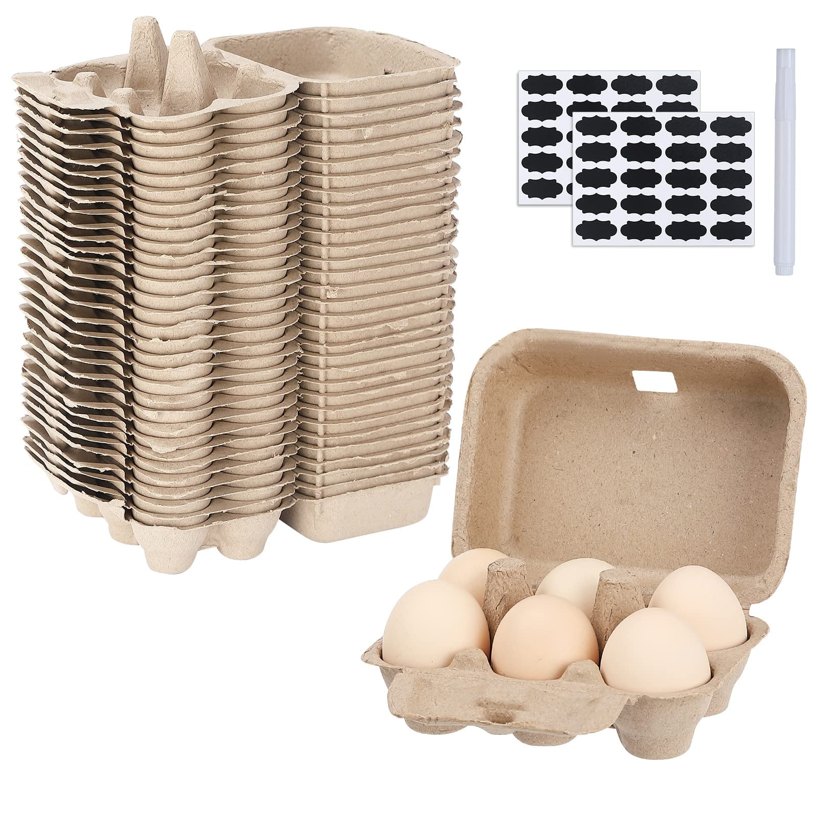 AEIMIJPQ Paper Egg Cartons for Chicken Eggs, 36 Pieces Pulp Fiber Half ...