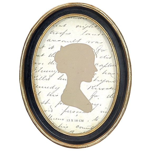 AELS 5x7 Inch Vintage Picture Frame, Black Oval Gold Trim Photo Frame ...