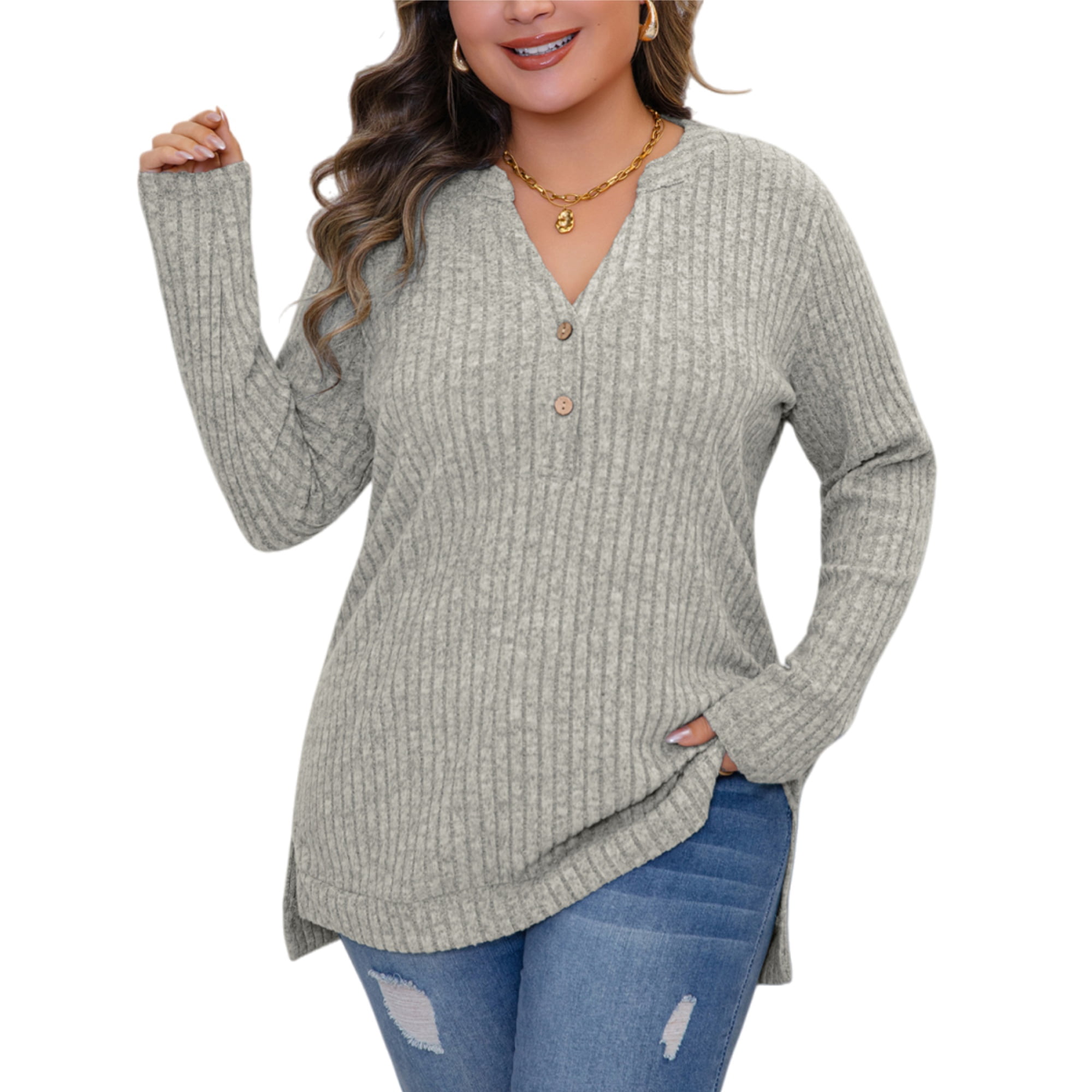 AviBest Fashion Plus Size Womens Sweater - Elegant V-Neck Sweaters for ...