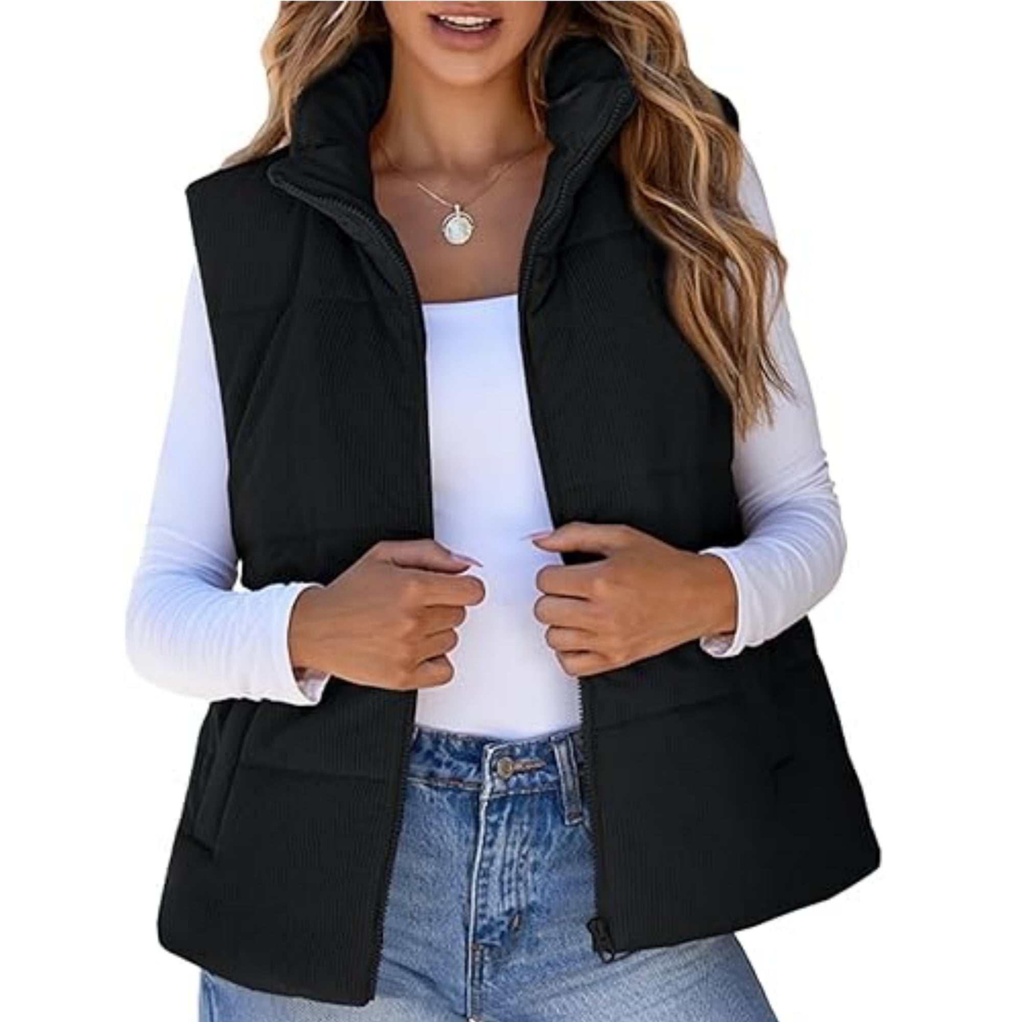 AELand Women's Corduroy Vests - Lightweight Padded Vest , Sleeveless ...