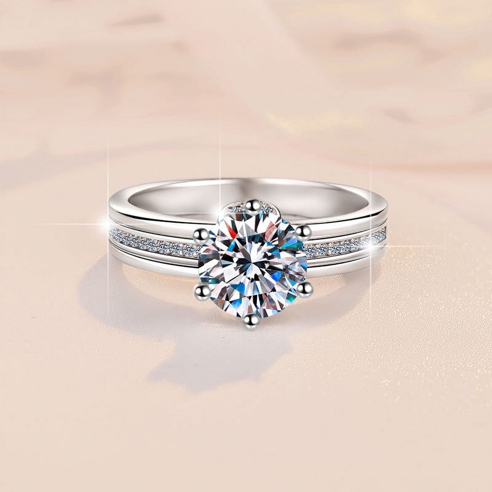 AEN 1 Karat D Color Moissanite Marriage Ring Couple Simulation GRA Certificate 925 Sterling ...