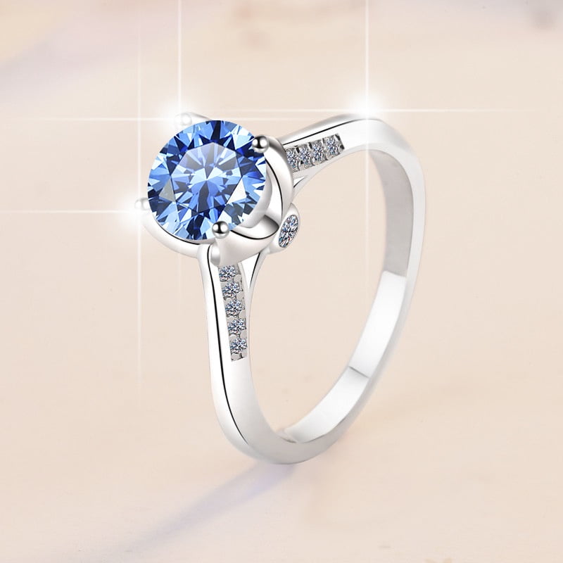 AEN 1 Karat Moissanite Ring GRA Simple Snowflake Color Wedding Ring S925 Sterling Silver Ring ...