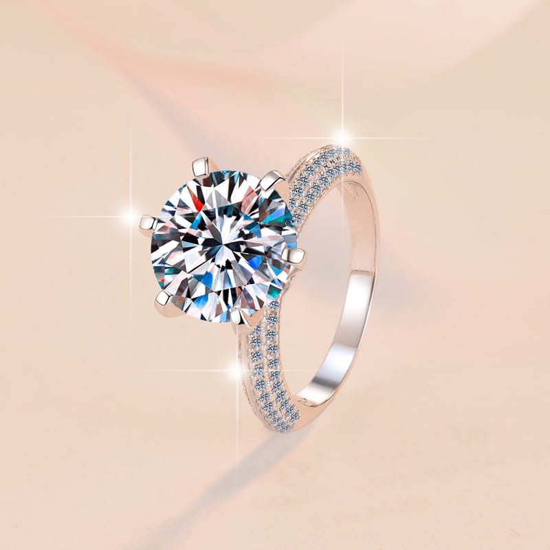 AEN 925 Silver 5 Karat Moissanite Ring Female Big Diamond Modian Six-Claw Wedding Ring - Walmart.com