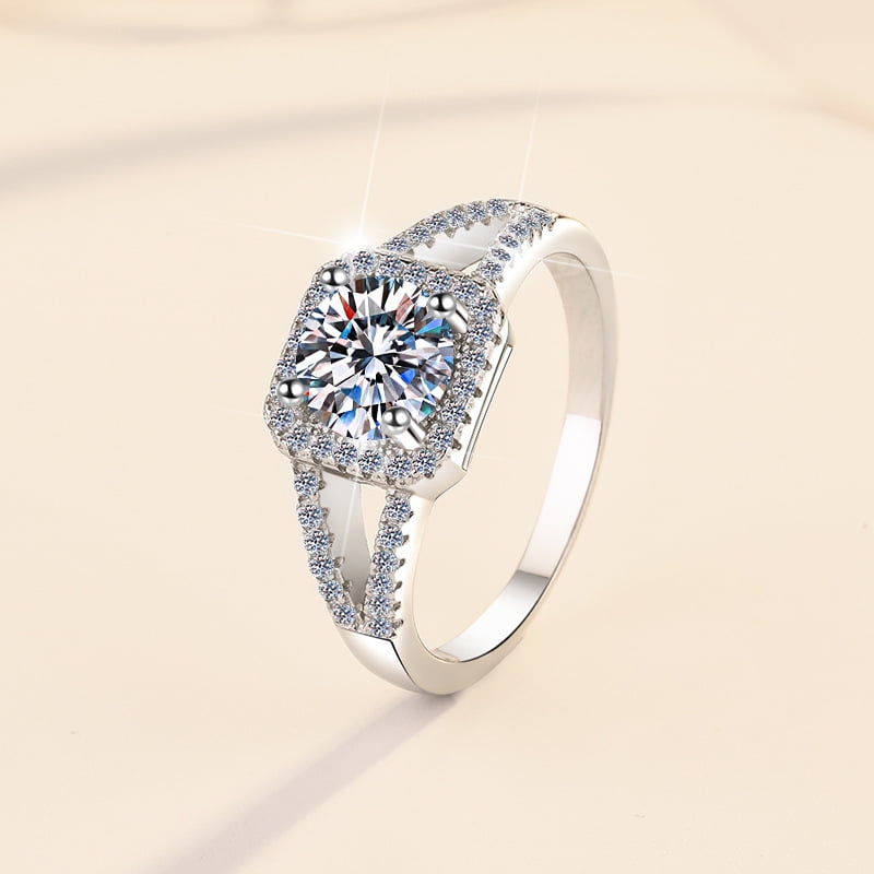 AEN 925 Sterling Silver Ring Female Moissanite Plated Pt950 Couple Couple Rings Marriage Ring ...