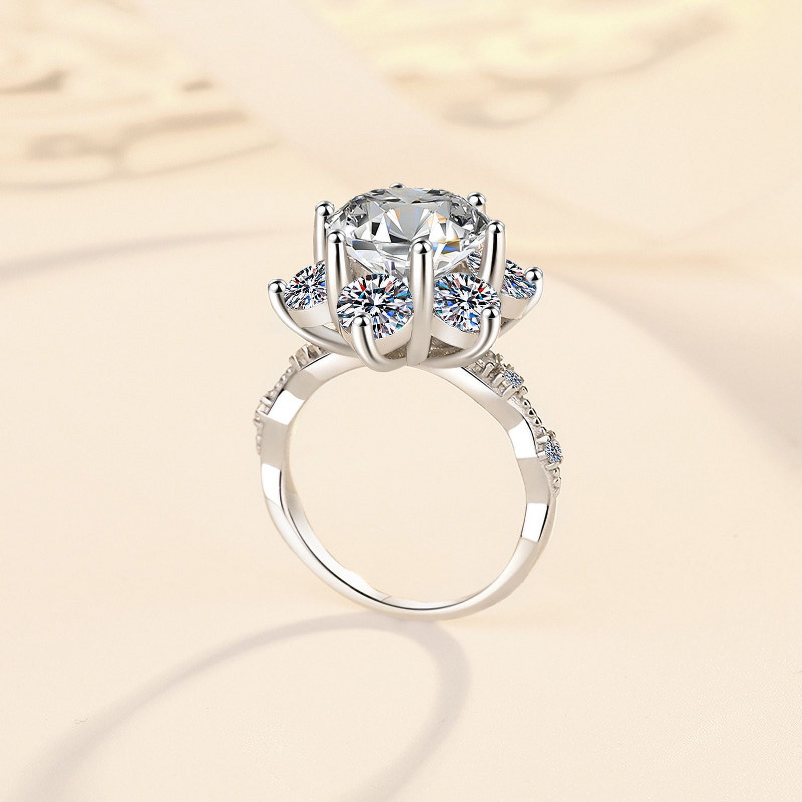 AEN D Color Moissanite 1 Karat Six Claw Snowflake Ring Fashion Love ...