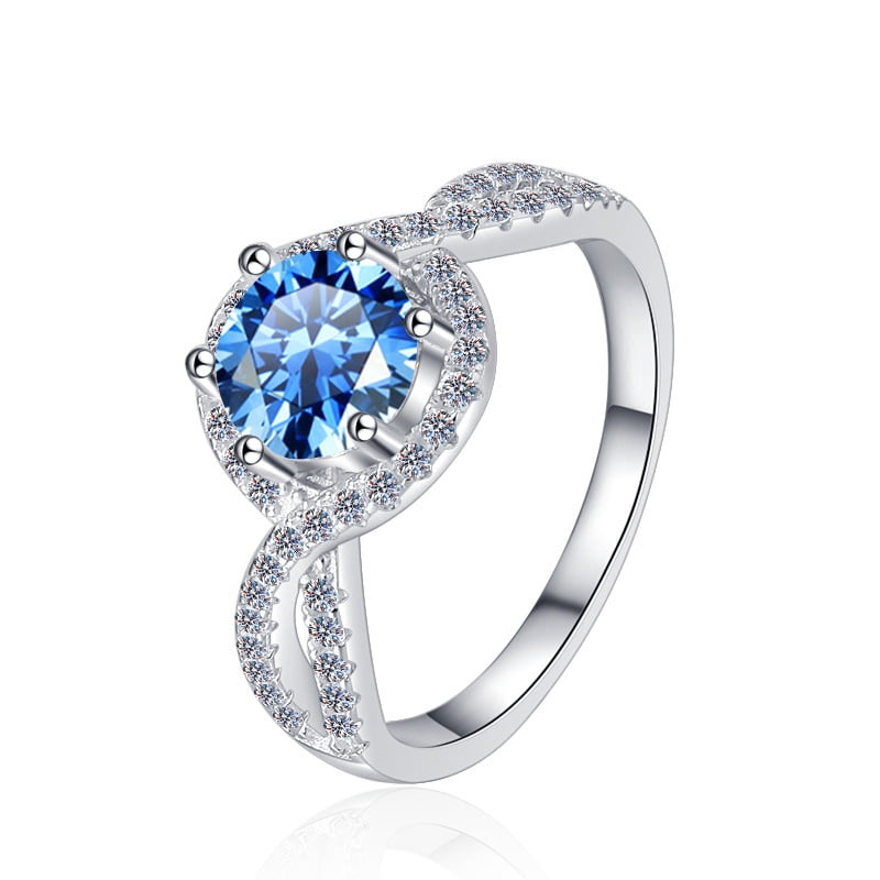 AEN D Color Moissanite S925 Sterling Silver Fashion High-End Crown Six-Claw Ring Proposal ...