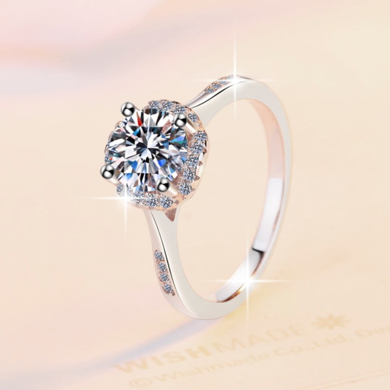 AEN Heart-Shaped S925 Sterling Silver Plated 18K Gold Diamond Diamond Ring High-Grade - Walmart.com