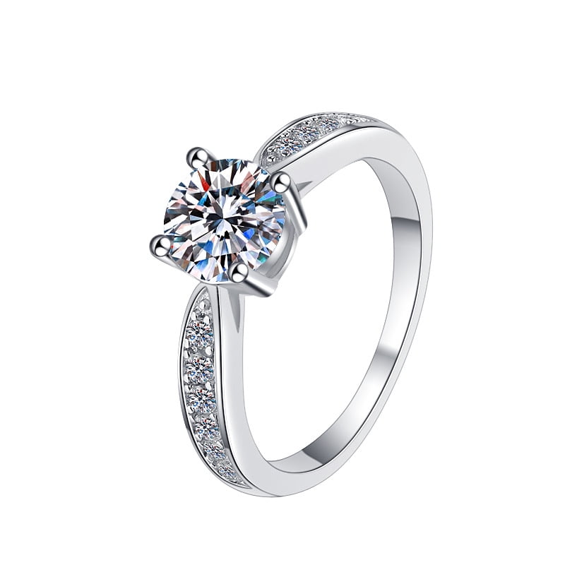 AEN Hot Sale S925 Silver Carat Luxury White Moonlight Six-Claw Wedding Ring Moissanite Ring ...