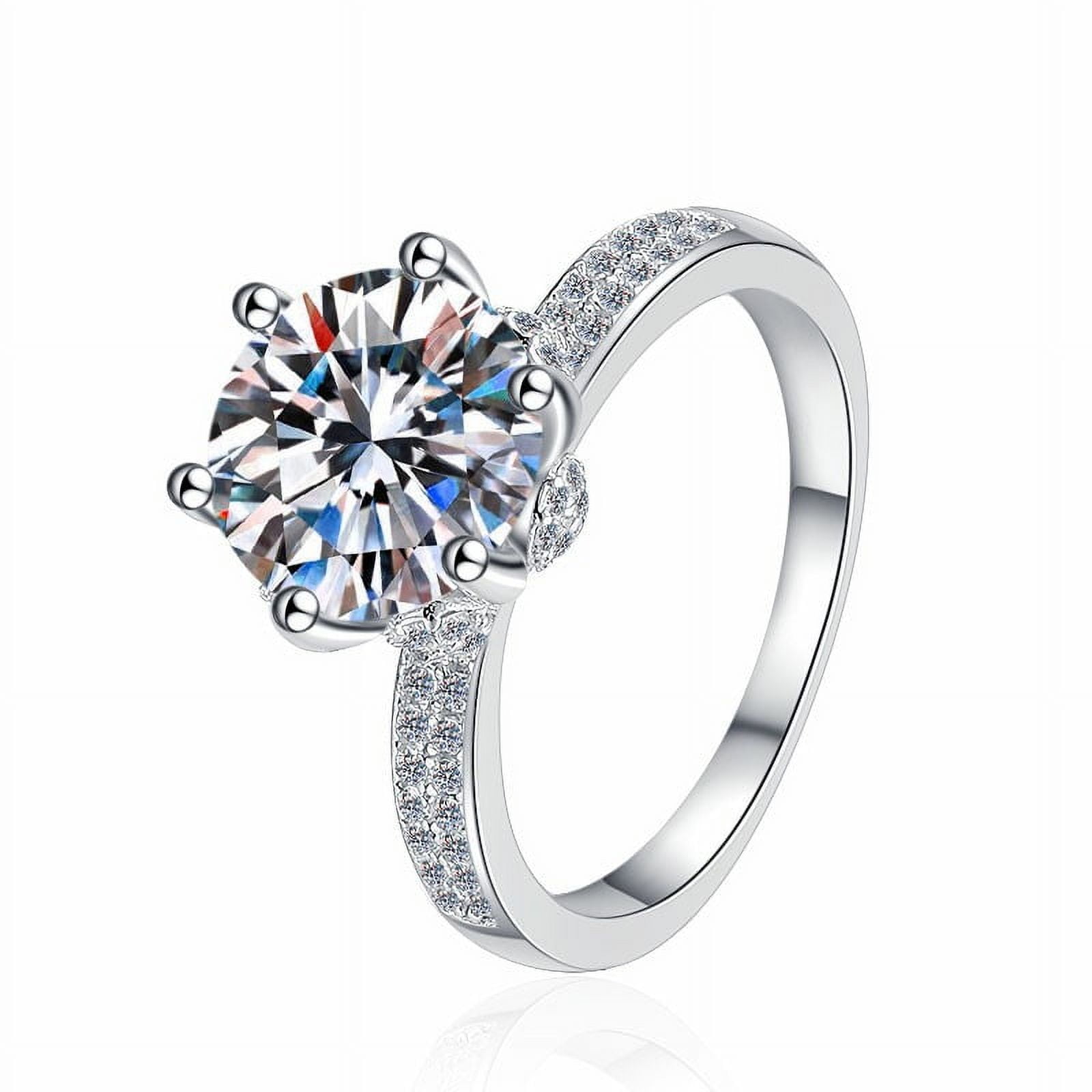 AEN Moissanite Female Ring Simulation S925 Sterling Silver Ring Five Princess Ring Hot Sale Hand ...