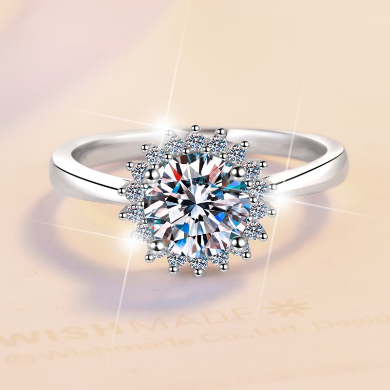 AEN Moissanite Ring Female Loving Heart in Sterling Silver Butterfly ...
