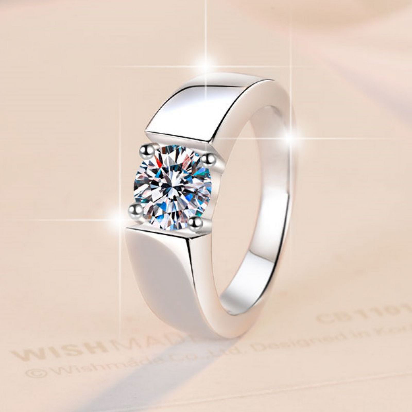 AEN Moissanite Ring Female S925 Sterling Silver Ring Four-Claw Micro-Inlaid Fashion Generation ...
