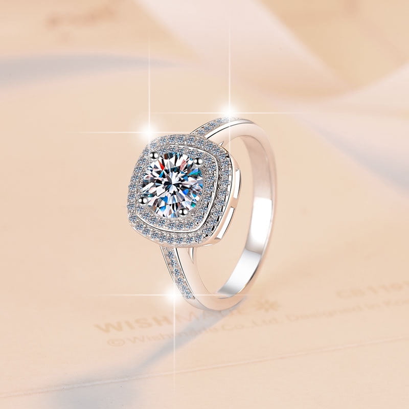 AEN Moissanite Ring S925 Sterling Silver Female Ring Heart-Shaped Simple Fashion Sweet Niche Hot ...