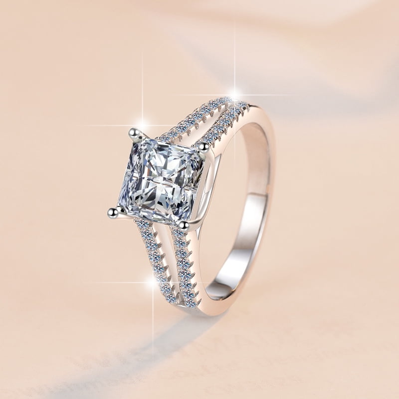 AEN Moissanite Silver Ring Ring 5 Karat Big Diamond Personality Couple Couple Rings Wedding Ring ...