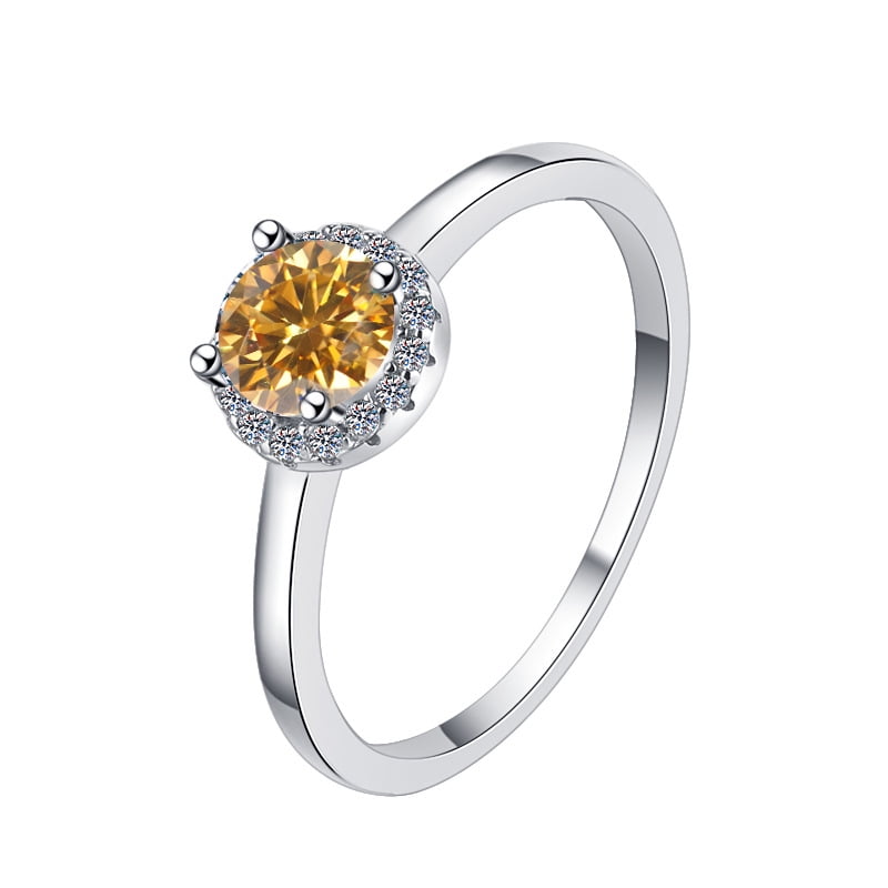 AEN S925 Sterling Silver Female Ring Classic Square Bag D Color 1 Karat ...
