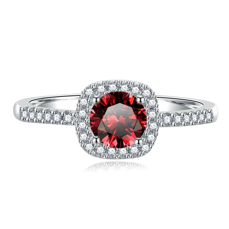 AEN S925 Sterling Silver Female Ring Classic Square Bag D Color 1 Karat Color Moissanite Ring ...