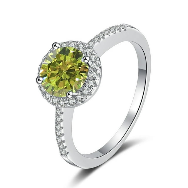 AEN S925 Sterling Silver Female Ring Fashion Moissanite Ring round Bag Carat Simulation Ring ...